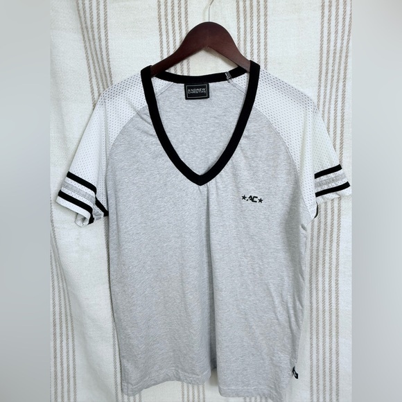 Andrew Christian | Shirts | Andrew Christian Gray And White Vneck Tee ...